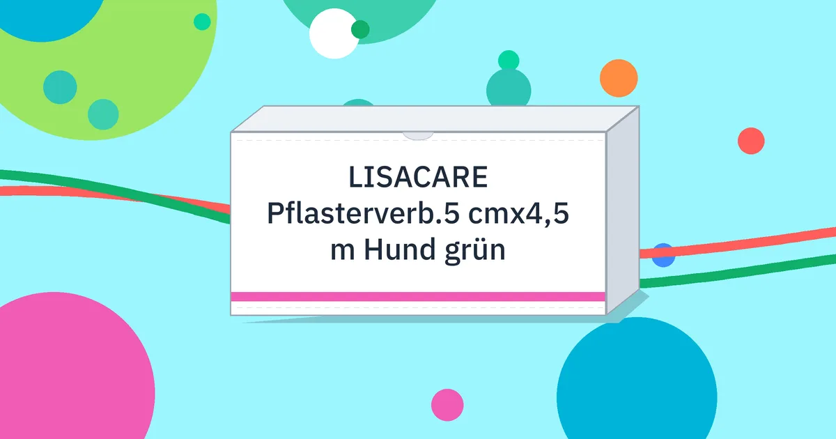 Symbolbild: Packung mit der Aufschrift LISACARE Pflasterverb.5 cmx4,5 m Hund grün (PZN 17892161) – Verfügbarkeit und Bezug in Apotheken in Frankfurt am Main