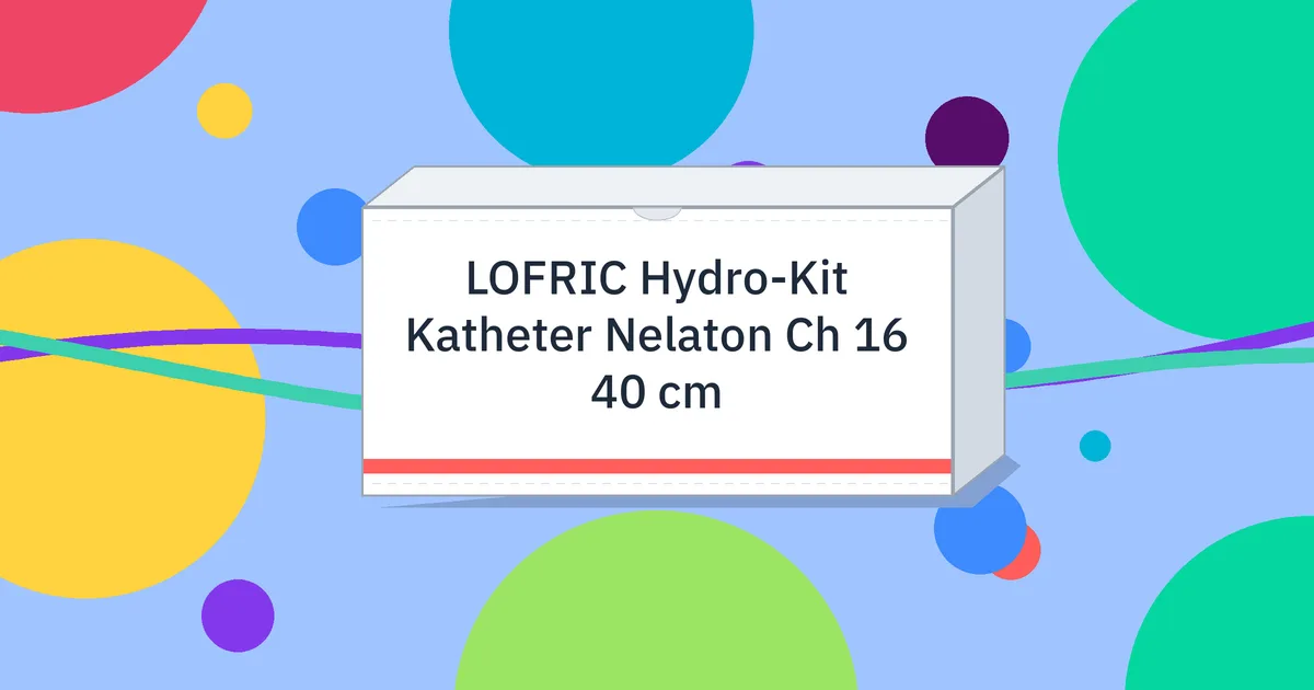 Symbolbild: Packung mit der Aufschrift LOFRIC Hydro-Kit Katheter Nelaton Ch 16 40 cm (PZN 17153541) – Verfügbarkeit und Bezug in Apotheken in Frankfurt am Main