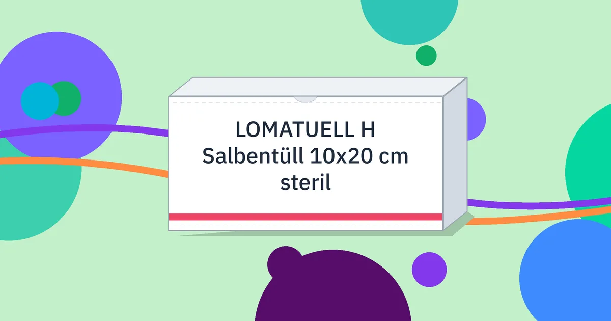 Symbolbild: Packung mit der Aufschrift LOMATUELL H Salbentüll 10x20 cm steril (PZN 14285779) – Verfügbarkeit und Bezug in Apotheken in Frankfurt am Main
