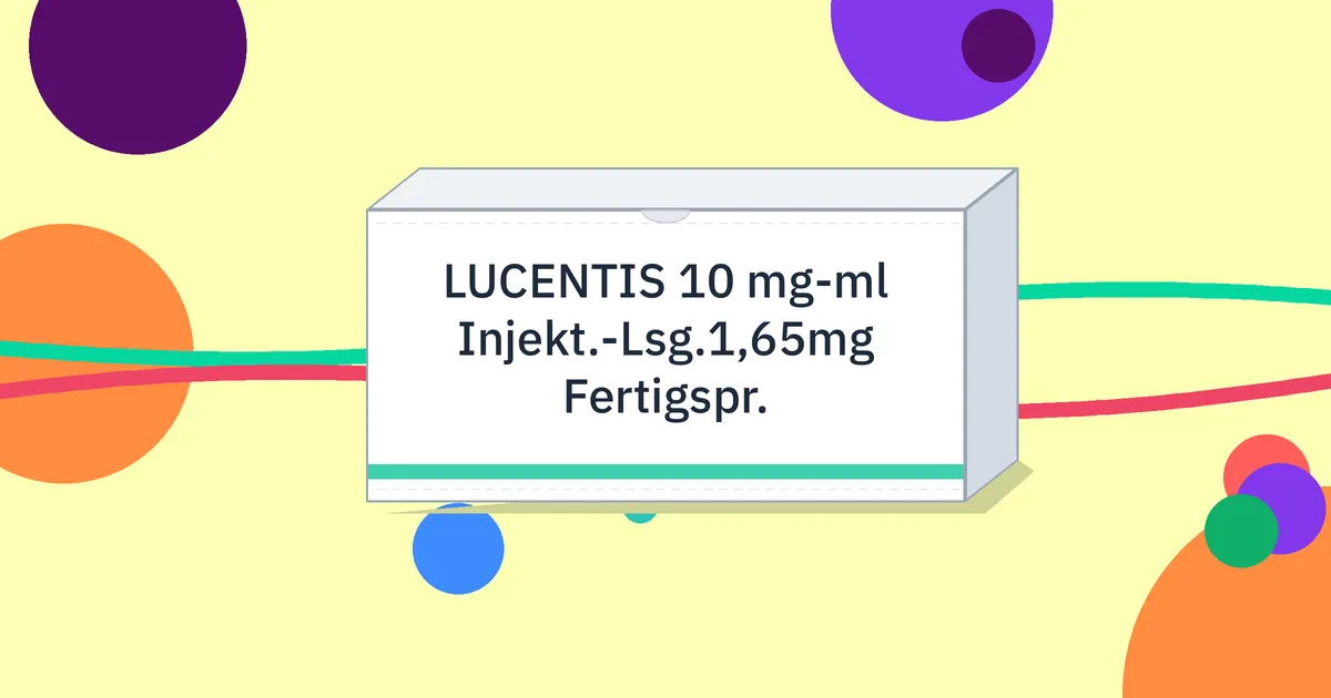 Symbolbild: Packung mit der Aufschrift LUCENTIS 10 mg-ml Injekt.-Lsg.1,65mg Fertigspr. (PZN 11857608) – Verfügbarkeit und Bezug in Apotheken in Frankfurt am Main