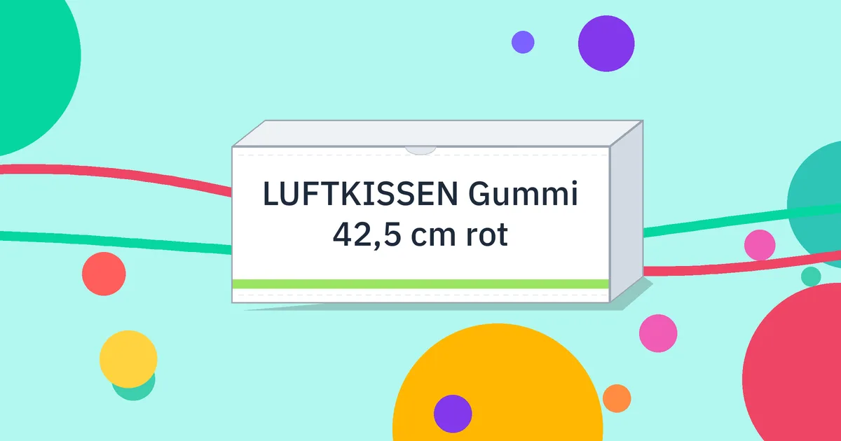 Symbolbild: Packung mit der Aufschrift LUFTKISSEN Gummi 42,5 cm rot (PZN 02819709) – Verfügbarkeit und Bezug in Apotheken in Frankfurt am Main