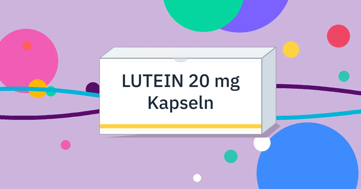 Symbolbild: Packung mit der Aufschrift LUTEIN 20 mg Kapseln (PZN 03468318) – Verfügbarkeit und Bezug in Apotheken in Frankfurt am Main