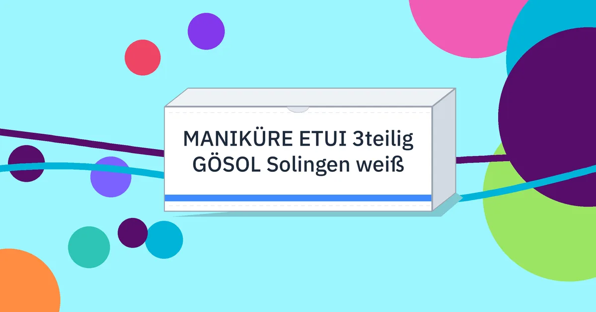 Symbolbild: Packung mit der Aufschrift MANIKÜRE ETUI 3teilig GÖSOL Solingen weiß (PZN 10350557) – Verfügbarkeit und Bezug in Apotheken in Frankfurt am Main