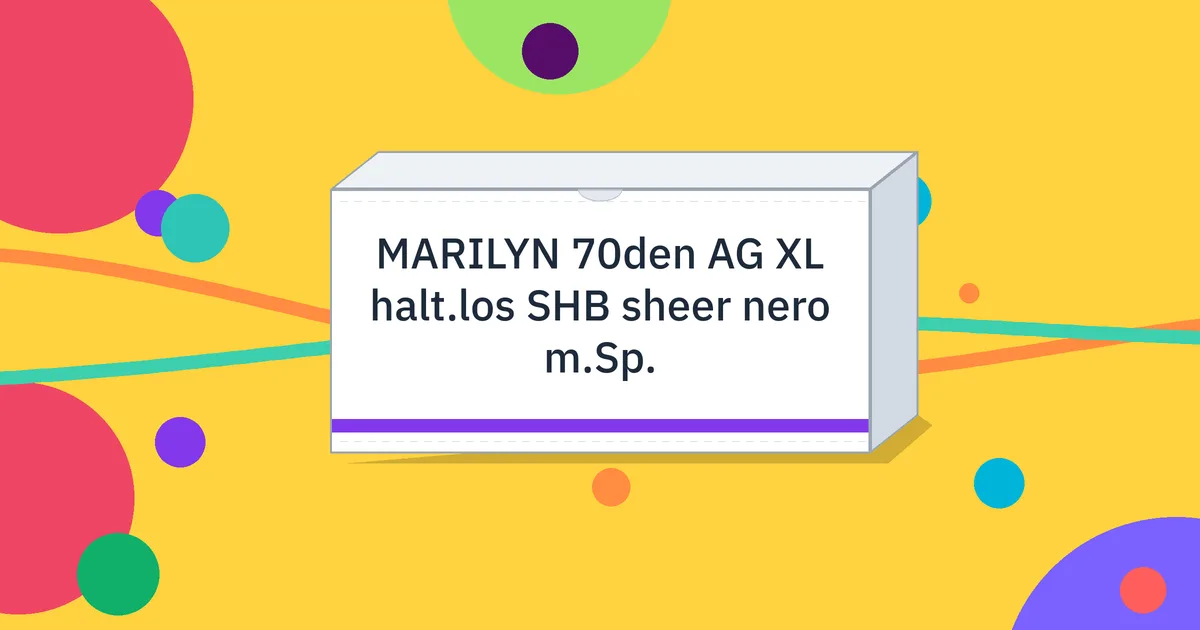 Symbolbild: Packung mit der Aufschrift MARILYN 70den AG XL halt.los SHB sheer nero m.Sp. (PZN 16187472) – Verfügbarkeit und Bezug in Apotheken in Frankfurt am Main
