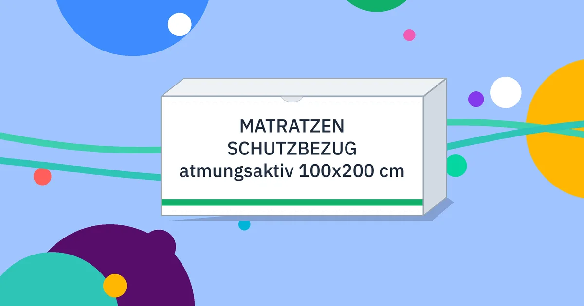 Symbolbild: Packung mit der Aufschrift MATRATZEN SCHUTZBEZUG atmungsaktiv 100x200 cm (PZN 00881868) – Verfügbarkeit und Bezug in Apotheken in Frankfurt am Main