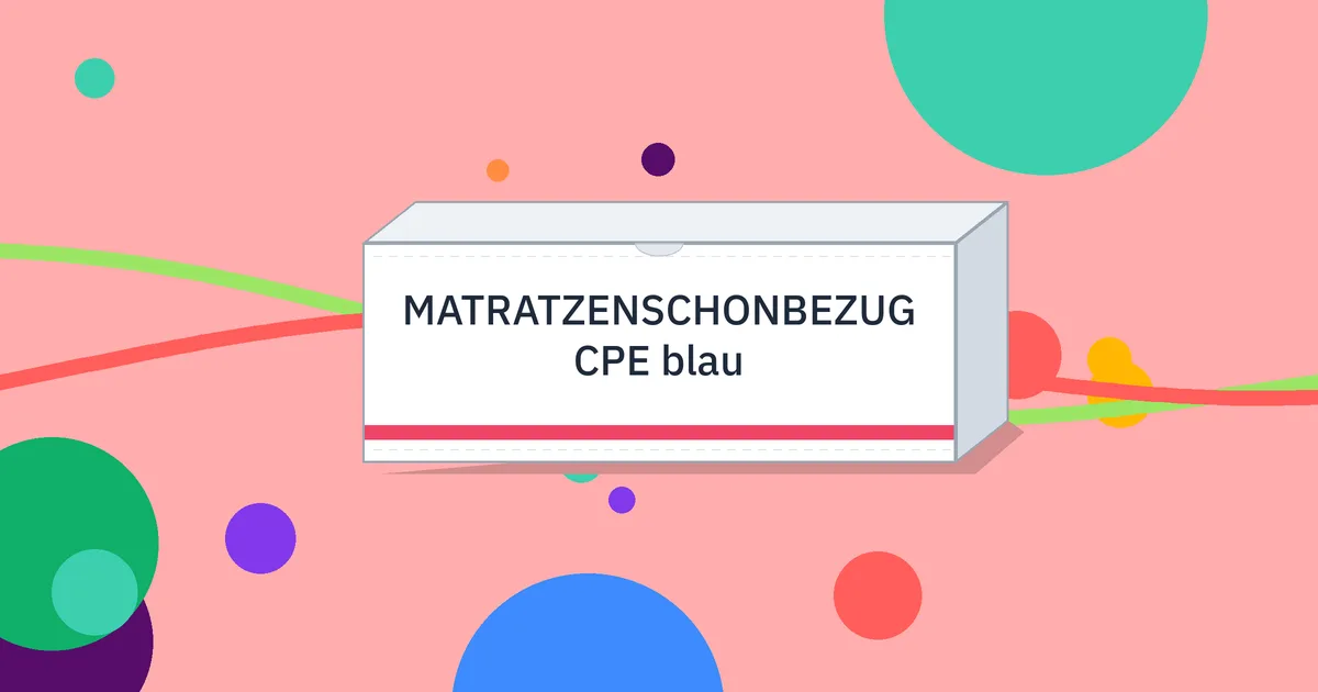Symbolbild: Packung mit der Aufschrift MATRATZENSCHONBEZUG CPE blau (PZN 06948059) – Verfügbarkeit und Bezug in Apotheken in Frankfurt am Main