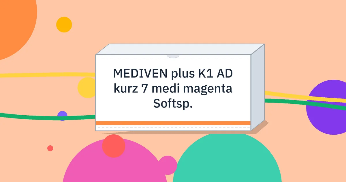 Symbolbild: Packung mit der Aufschrift MEDIVEN plus K1 AD kurz 7 medi magenta Softsp. (PZN 15044546) – Verfügbarkeit und Bezug in Apotheken in Frankfurt am Main