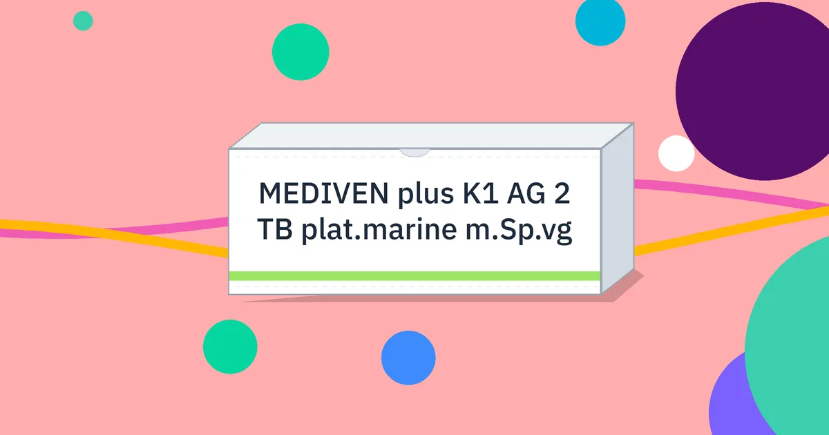 Symbolbild: Packung mit der Aufschrift MEDIVEN plus K1 AG 2 TB plat.marine m.Sp.vg (PZN 15059418) – Verfügbarkeit und Bezug in Apotheken in Frankfurt am Main