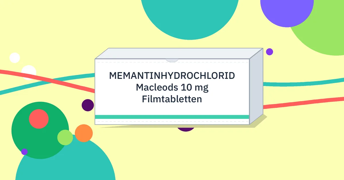Symbolbild: Packung mit der Aufschrift MEMANTINHYDROCHLORID Macleods 10 mg Filmtabletten (PZN 18439297) – Verfügbarkeit und Bezug in Apotheken in Frankfurt am Main