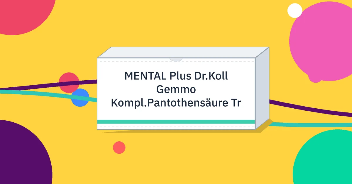 Symbolbild: Packung mit der Aufschrift MENTAL Plus Dr.Koll Gemmo Kompl.Pantothensäure Tr (PZN 18137685) – Verfügbarkeit und Bezug in Apotheken in Frankfurt am Main