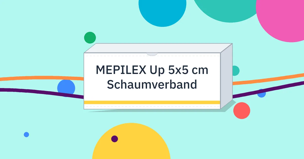 Symbolbild: Packung mit der Aufschrift MEPILEX Up 5x5 cm Schaumverband (PZN 19960240) – Verfügbarkeit und Bezug in Apotheken in Frankfurt am Main