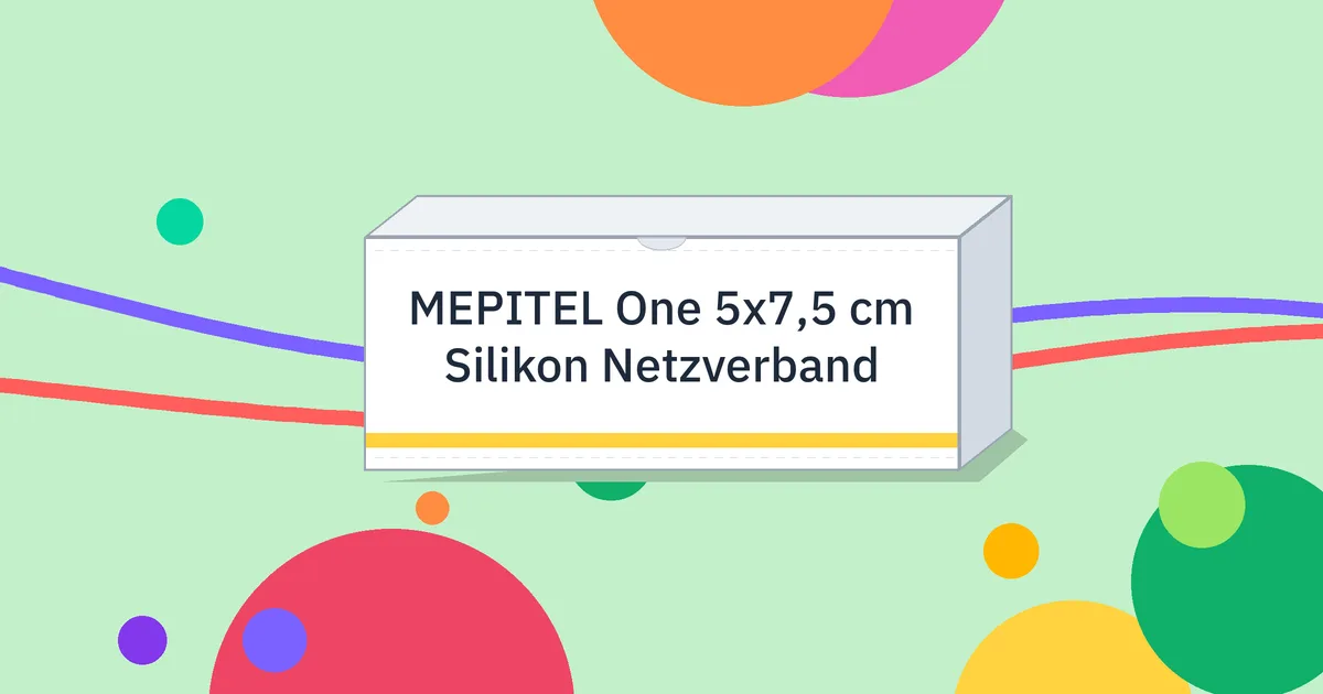 Symbolbild: Packung mit der Aufschrift MEPITEL One 5x7,5 cm Silikon Netzverband (PZN 03089727) – Verfügbarkeit und Bezug in Apotheken in Frankfurt am Main