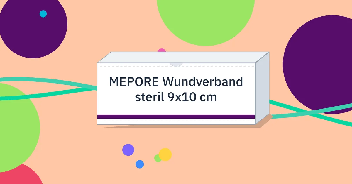 Symbolbild: Packung mit der Aufschrift MEPORE Wundverband steril 9x10 cm (PZN 20546422) – Verfügbarkeit und Bezug in Apotheken in Frankfurt am Main