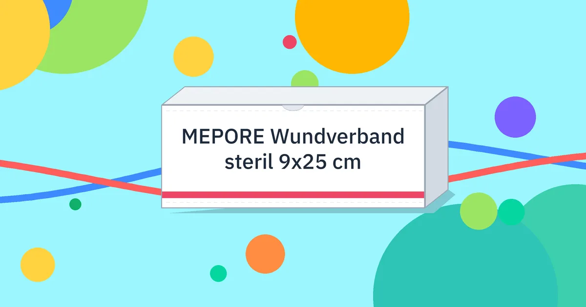 Symbolbild: Packung mit der Aufschrift MEPORE Wundverband steril 9x25 cm (PZN 09391309) – Verfügbarkeit und Bezug in Apotheken in Frankfurt am Main