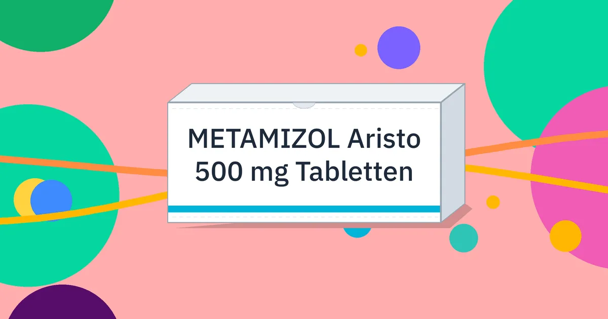 Symbolbild: Packung mit der Aufschrift METAMIZOL Aristo 500 mg Tabletten (PZN 12527037) – Verfügbarkeit und Bezug in Apotheken in Frankfurt am Main