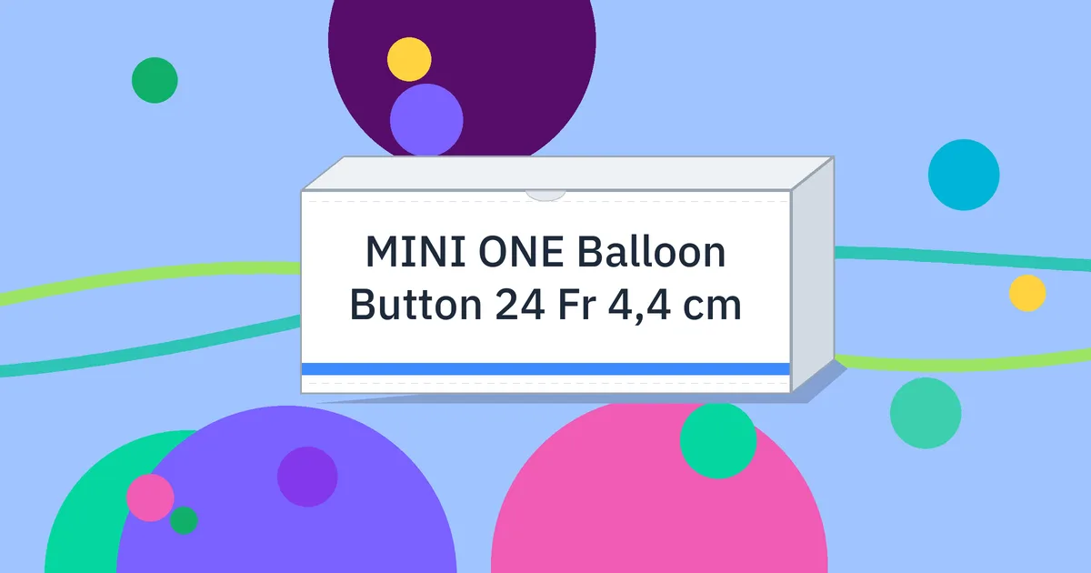 Symbolbild: Packung mit der Aufschrift MINI ONE Balloon Button 24 Fr 4,4 cm (PZN 14342595) – Verfügbarkeit und Bezug in Apotheken in Frankfurt am Main