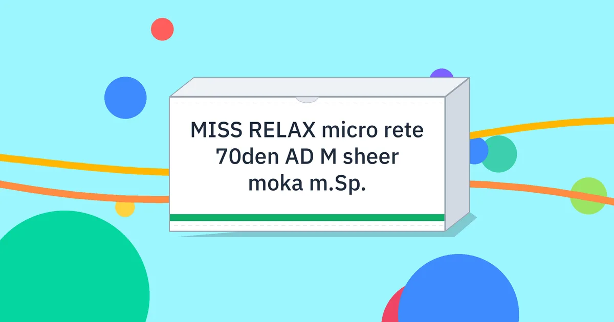 Symbolbild: Packung mit der Aufschrift MISS RELAX micro rete 70den AD M sheer moka m.Sp. (PZN 16183327) – Verfügbarkeit und Bezug in Apotheken in Frankfurt am Main
