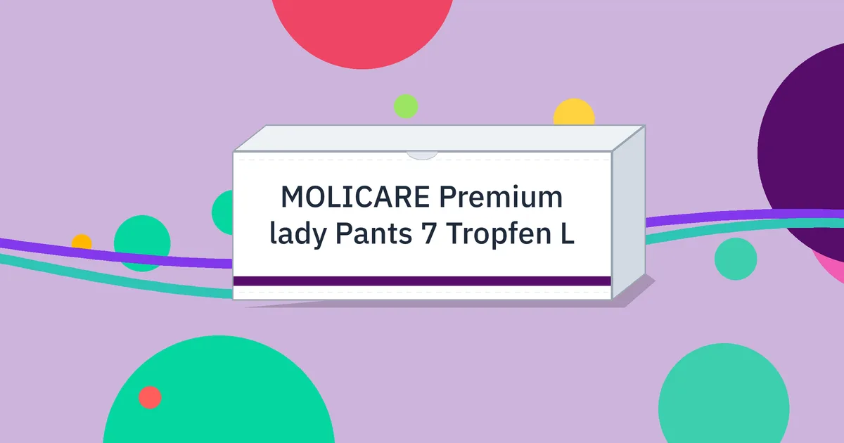 Symbolbild: Packung mit der Aufschrift MOLICARE Premium lady Pants 7 Tropfen L (PZN 15567333) – Verfügbarkeit und Bezug in Apotheken in Frankfurt am Main