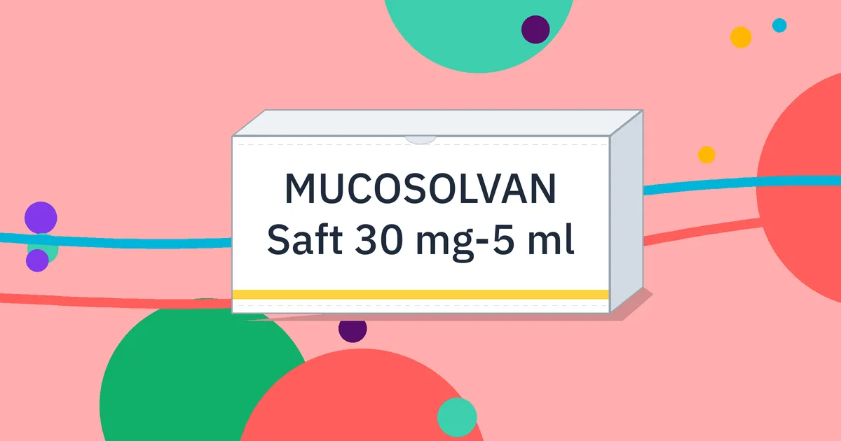 Symbolbild: Packung mit der Aufschrift MUCOSOLVAN Saft 30 mg-5 ml (PZN 00743422) – Verfügbarkeit und Bezug in Apotheken in Frankfurt am Main