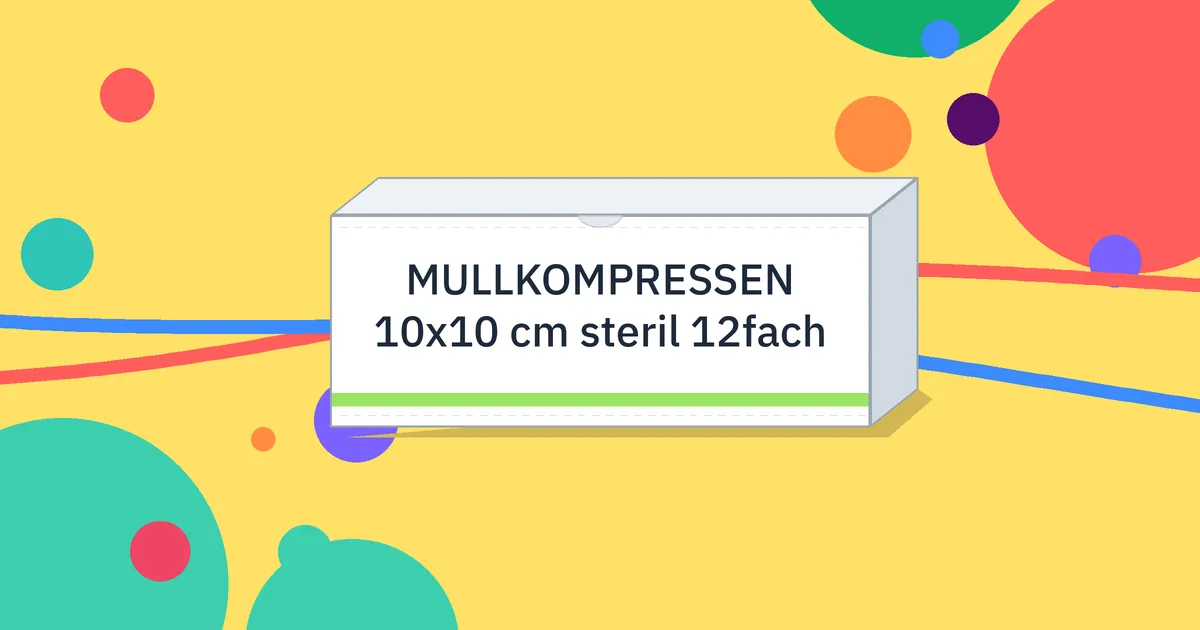 Symbolbild: Packung mit der Aufschrift MULLKOMPRESSEN 10x10 cm steril 12fach (PZN 07385919) – Verfügbarkeit und Bezug in Apotheken in Frankfurt am Main