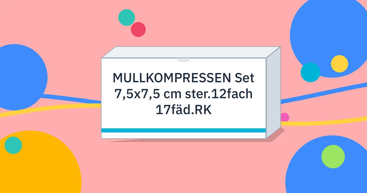 Symbolbild: Packung mit der Aufschrift MULLKOMPRESSEN Set 7,5x7,5 cm ster.12fach 17fäd.RK (PZN 06930272) – Verfügbarkeit und Bezug in Apotheken in Frankfurt am Main
