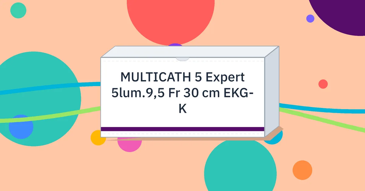 Symbolbild: Packung mit der Aufschrift MULTICATH 5 Expert 5lum.9,5 Fr 30 cm EKG-K (PZN 09446631) – Verfügbarkeit und Bezug in Apotheken in Frankfurt am Main