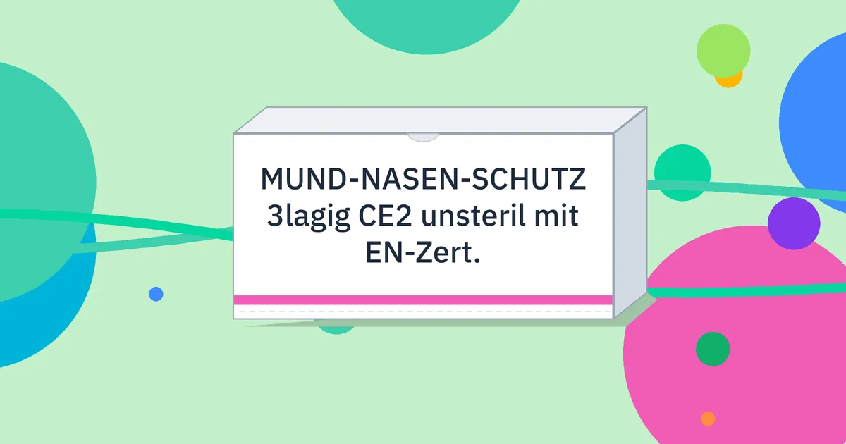 Symbolbild: Packung mit der Aufschrift MUND-NASEN-SCHUTZ 3lagig CE2 unsteril mit EN-Zert. (PZN 16687039) – Verfügbarkeit und Bezug in Apotheken in Frankfurt am Main