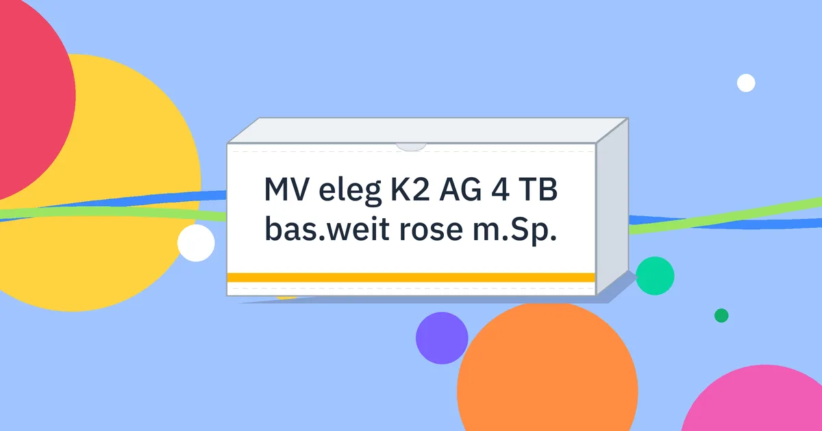 Symbolbild: Packung mit der Aufschrift MV eleg K2 AG 4 TB bas.weit rose m.Sp. (PZN 14700534) – Verfügbarkeit und Bezug in Apotheken in Frankfurt am Main