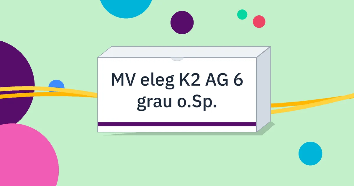 Symbolbild: Packung mit der Aufschrift MV eleg K2 AG 6 grau o.Sp. (PZN 18928139) – Verfügbarkeit und Bezug in Apotheken in Frankfurt am Main