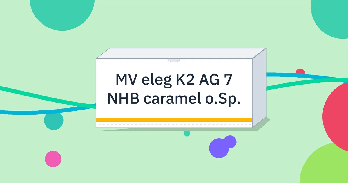 Symbolbild: Packung mit der Aufschrift MV eleg K2 AG 7 NHB caramel o.Sp. (PZN 15731034) – Verfügbarkeit und Bezug in Apotheken in Frankfurt am Main
