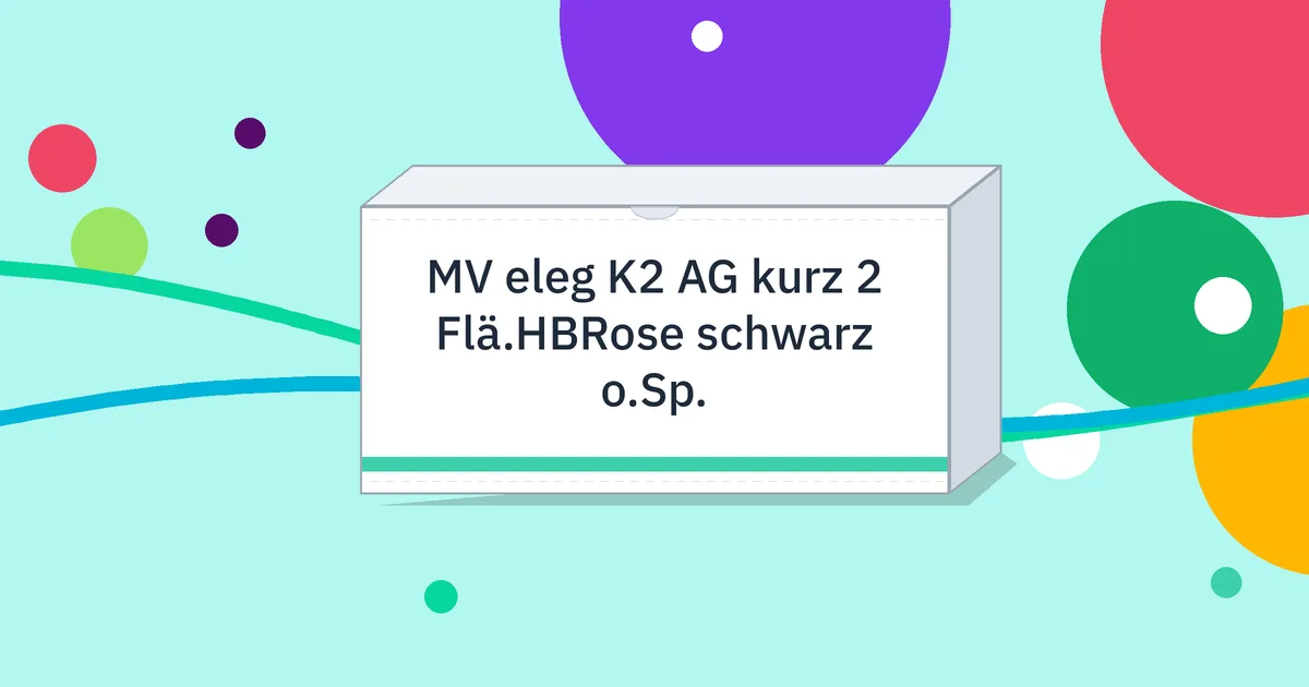Symbolbild: Packung mit der Aufschrift MV eleg K2 AG kurz 2 Flä.HBRose schwarz o.Sp. (PZN 15705083) – Verfügbarkeit und Bezug in Apotheken in Frankfurt am Main