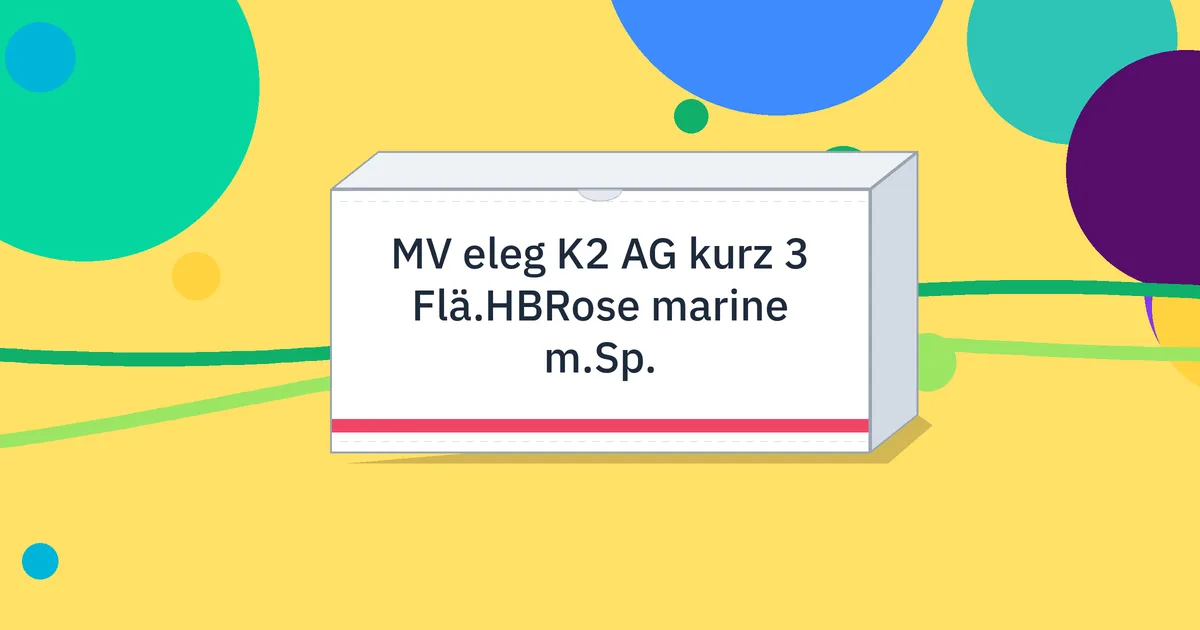 Symbolbild: Packung mit der Aufschrift MV eleg K2 AG kurz 3 Flä.HBRose marine m.Sp. (PZN 15704959) – Verfügbarkeit und Bezug in Apotheken in Frankfurt am Main