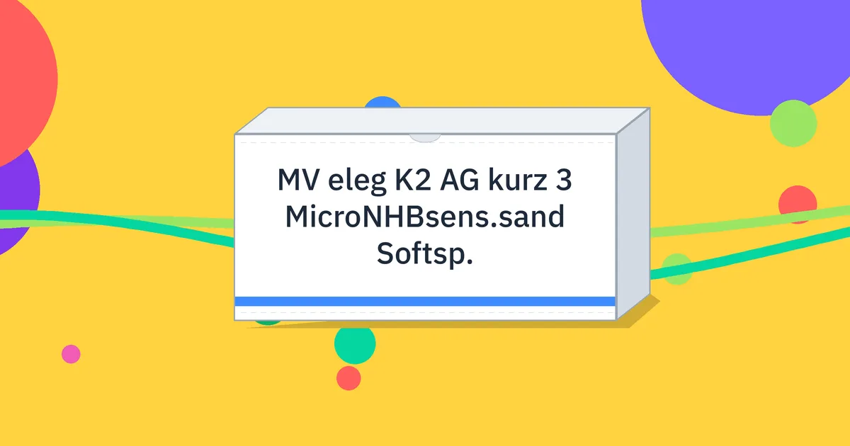 Symbolbild: Packung mit der Aufschrift MV eleg K2 AG kurz 3 MicroNHBsens.sand Softsp. (PZN 18927157) – Verfügbarkeit und Bezug in Apotheken in Frankfurt am Main