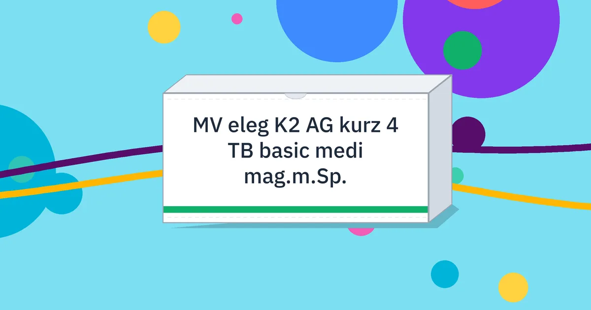 Symbolbild: Packung mit der Aufschrift MV eleg K2 AG kurz 4 TB basic medi mag.m.Sp. (PZN 14638901) – Verfügbarkeit und Bezug in Apotheken in Frankfurt am Main