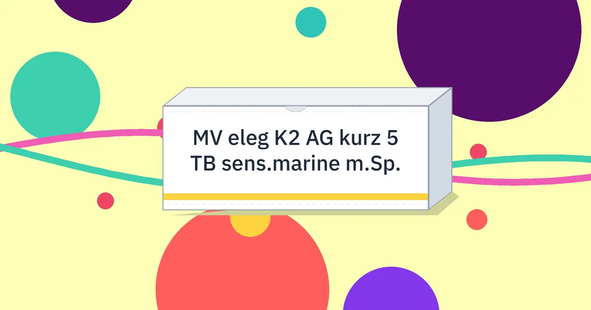 Symbolbild: Packung mit der Aufschrift MV eleg K2 AG kurz 5 TB sens.marine m.Sp. (PZN 14606568) – Verfügbarkeit und Bezug in Apotheken in Frankfurt am Main