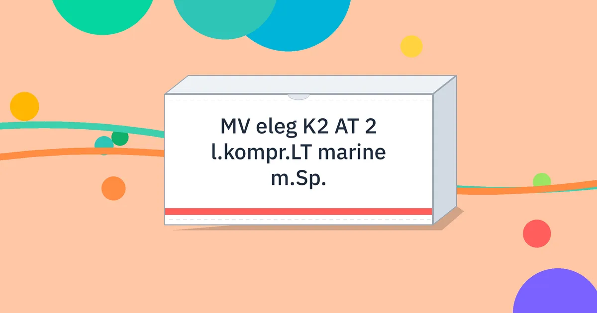 Symbolbild: Packung mit der Aufschrift MV eleg K2 AT 2 l.kompr.LT marine m.Sp. (PZN 15285853) – Verfügbarkeit und Bezug in Apotheken in Frankfurt am Main