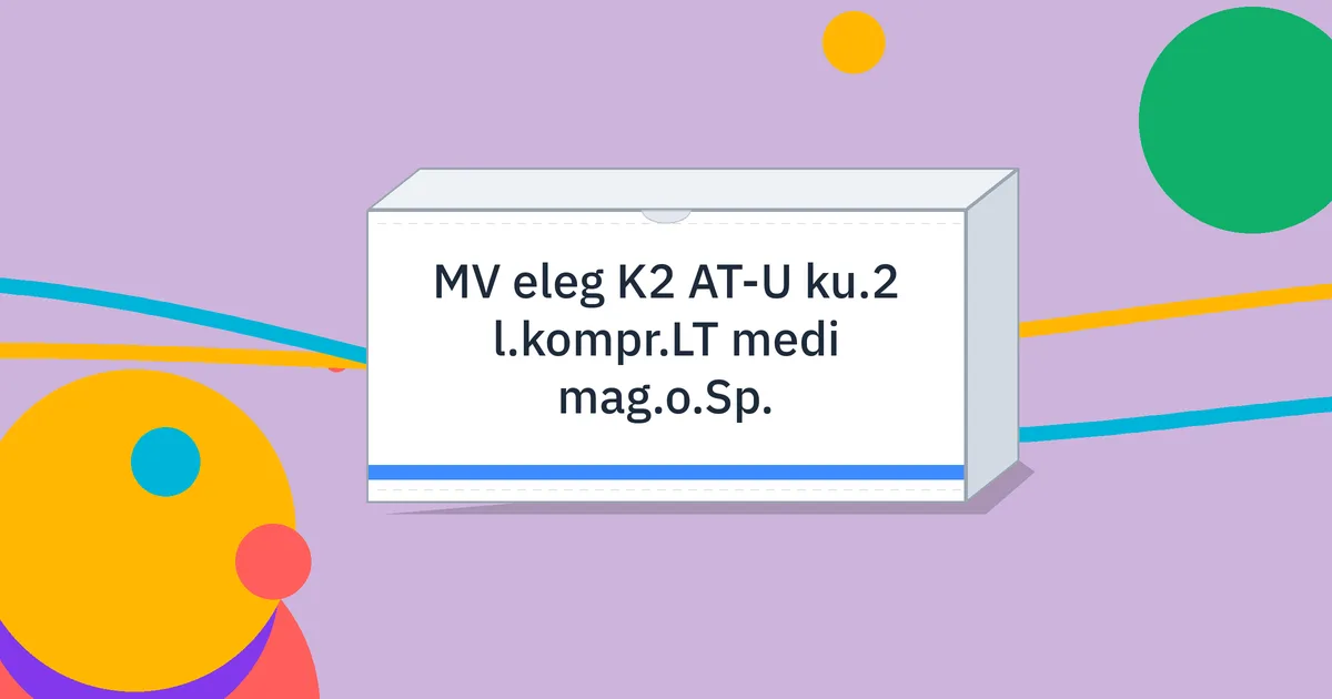 Symbolbild: Packung mit der Aufschrift MV eleg K2 AT-U ku.2 l.kompr.LT medi mag.o.Sp. (PZN 14627180) – Verfügbarkeit und Bezug in Apotheken in Frankfurt am Main