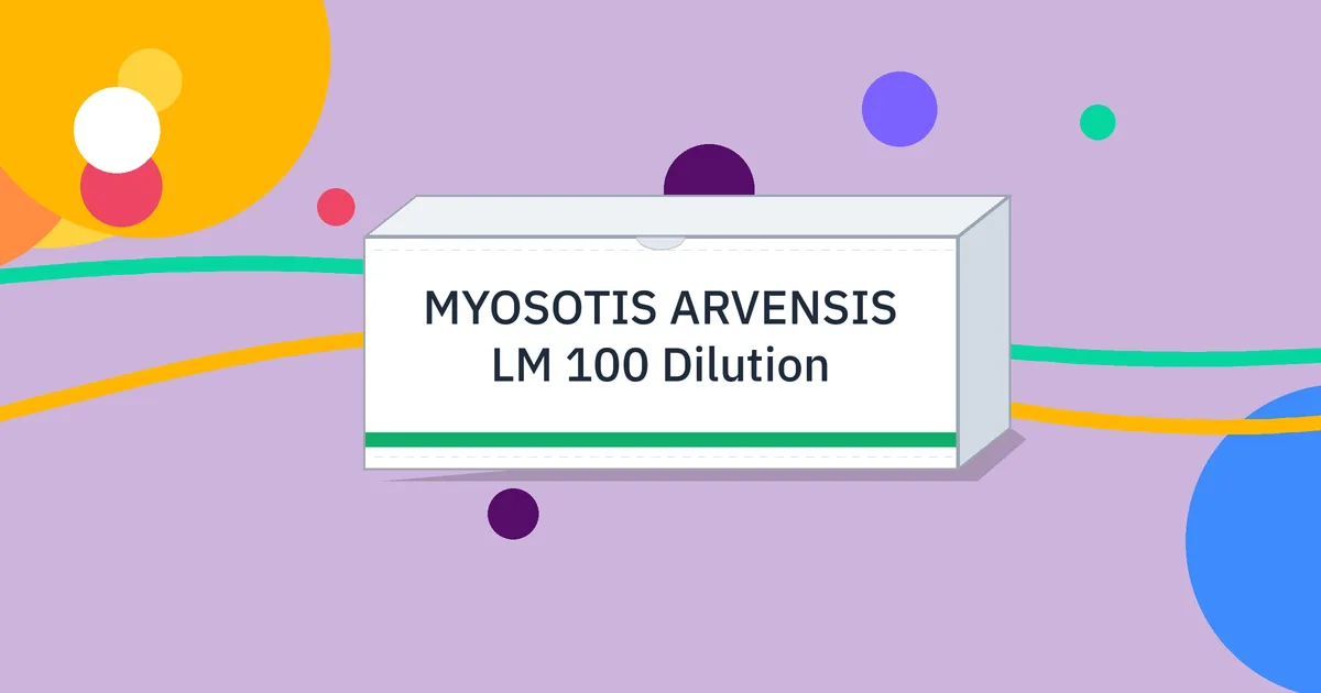 Symbolbild: Packung mit der Aufschrift MYOSOTIS ARVENSIS LM 100 Dilution (PZN 13612408) – Verfügbarkeit und Bezug in Apotheken in Frankfurt am Main