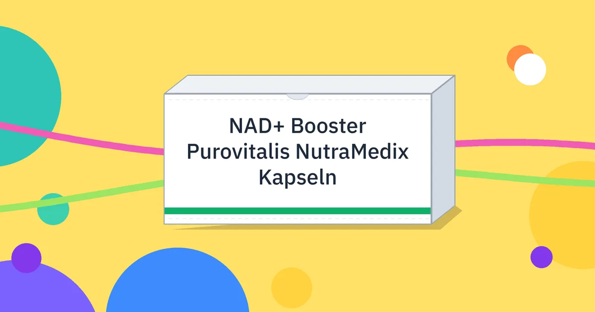 Symbolbild: Packung mit der Aufschrift NAD+ Booster Purovitalis NutraMedix Kapseln (PZN 20221944) – Verfügbarkeit und Bezug in Apotheken in Frankfurt am Main