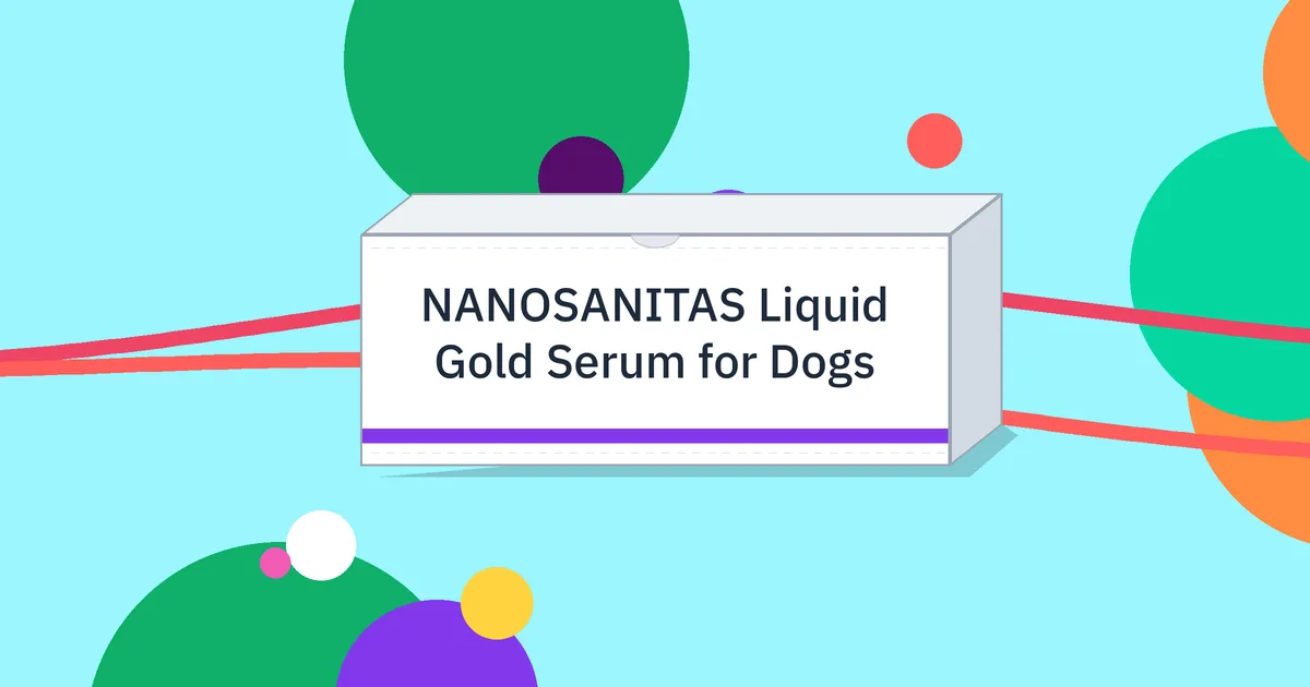Symbolbild: Packung mit der Aufschrift NANOSANITAS Liquid Gold Serum for Dogs (PZN 19196000) – Verfügbarkeit und Bezug in Apotheken in Frankfurt am Main