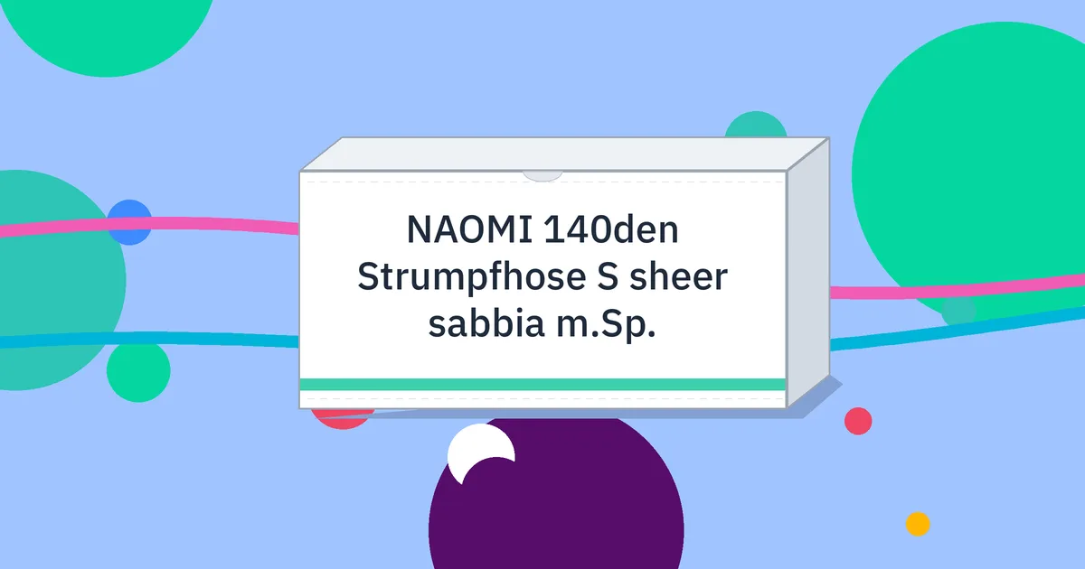 Symbolbild: Packung mit der Aufschrift NAOMI 140den Strumpfhose S sheer sabbia m.Sp. (PZN 16177597) – Verfügbarkeit und Bezug in Apotheken in Frankfurt am Main
