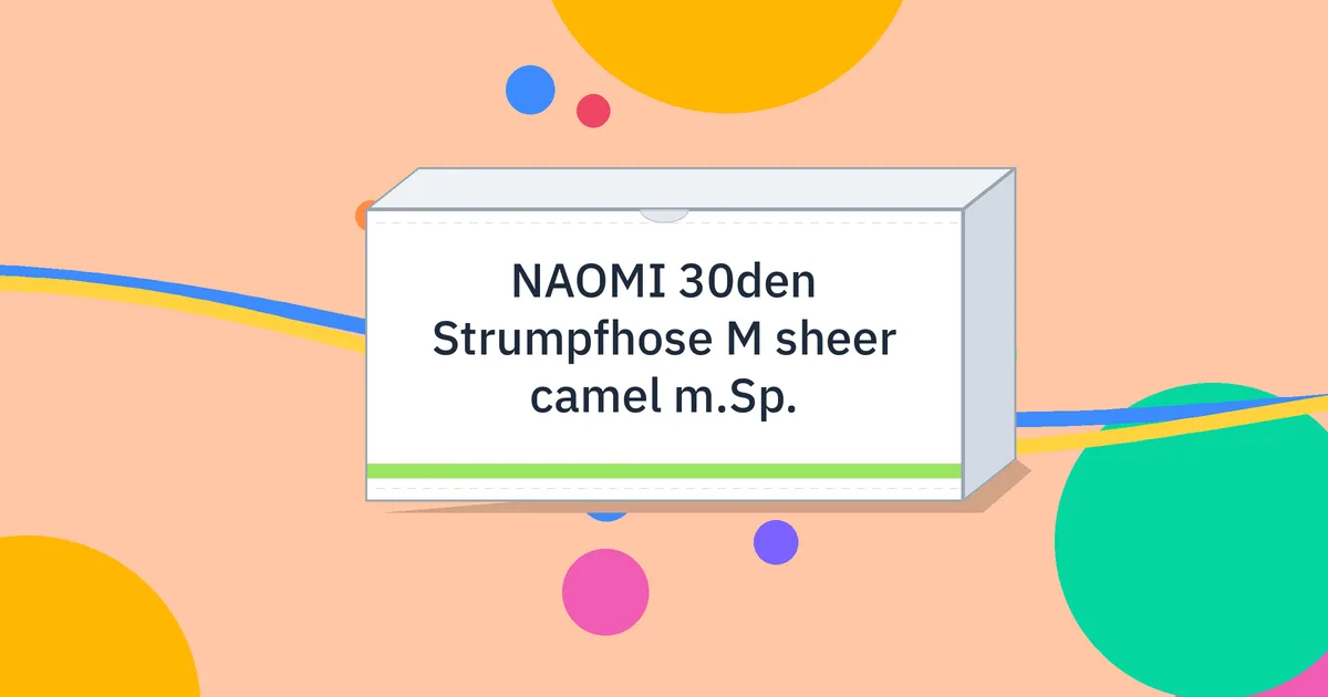 Symbolbild: Packung mit der Aufschrift NAOMI 30den Strumpfhose M sheer camel m.Sp. (PZN 16179030) – Verfügbarkeit und Bezug in Apotheken in Frankfurt am Main