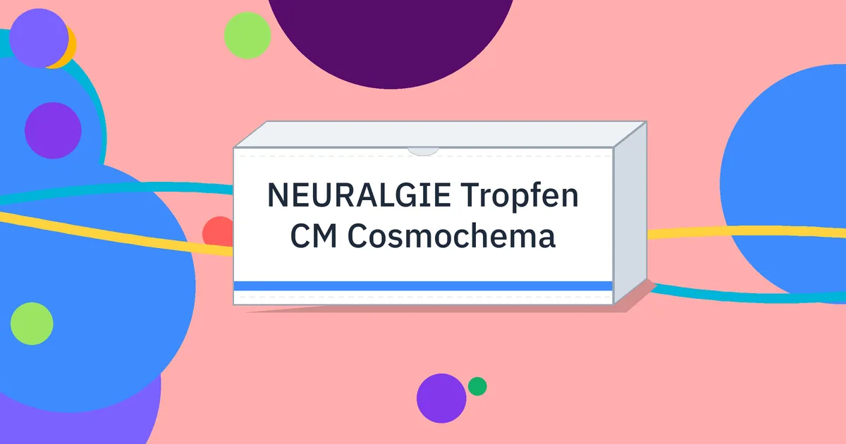 Symbolbild: Packung mit der Aufschrift NEURALGIE Tropfen CM Cosmochema (PZN 07419050) – Verfügbarkeit und Bezug in Apotheken in Frankfurt am Main