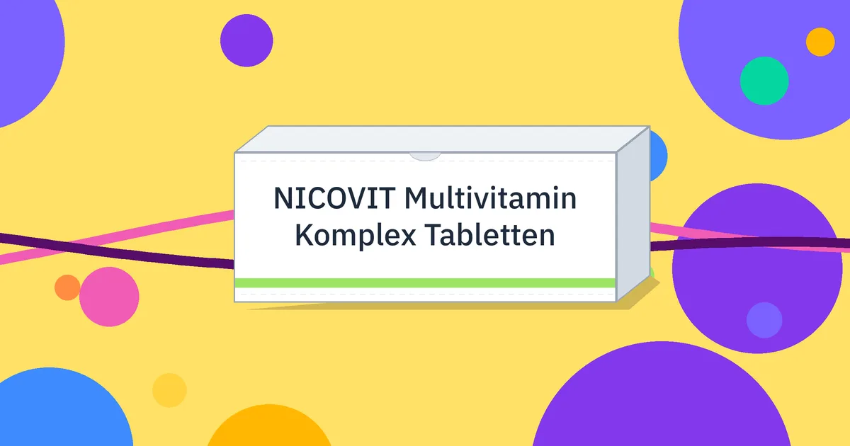 Symbolbild: Packung mit der Aufschrift NICOVIT Multivitamin Komplex Tabletten (PZN 13541594) – Verfügbarkeit und Bezug in Apotheken in Frankfurt am Main