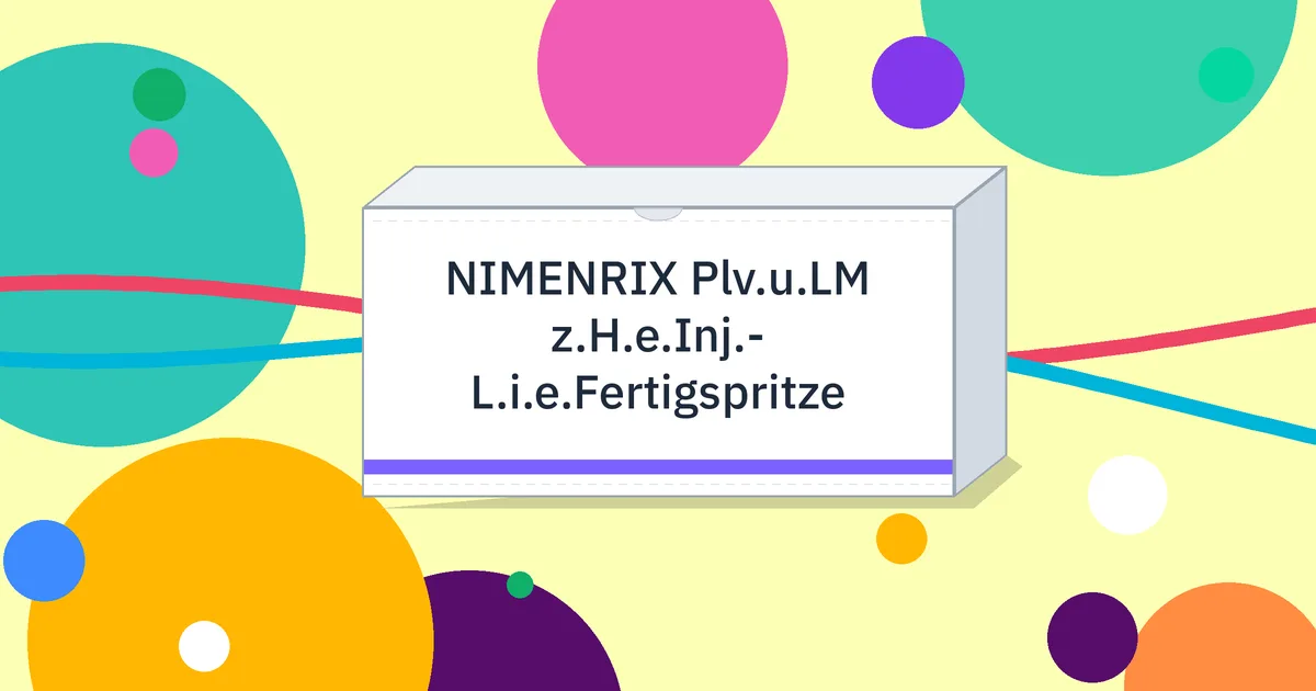 Symbolbild: Packung mit der Aufschrift NIMENRIX Plv.u.LM z.H.e.Inj.-L.i.e.Fertigspritze (PZN 16941934) – Verfügbarkeit und Bezug in Apotheken in Frankfurt am Main