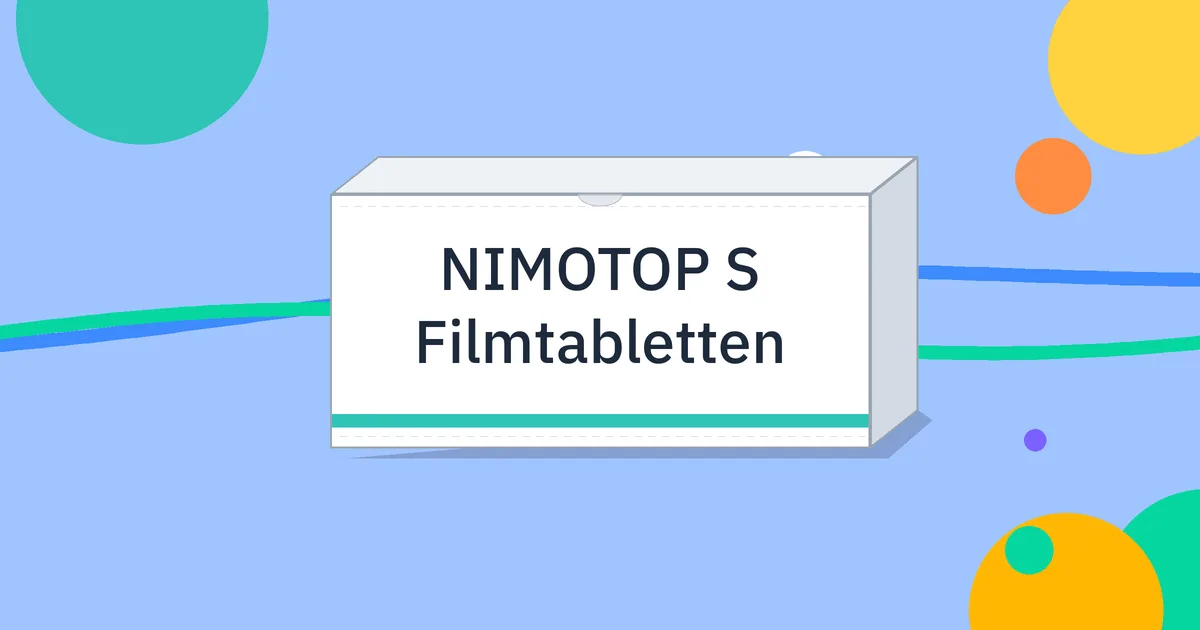 Symbolbild: Packung mit der Aufschrift NIMOTOP S Filmtabletten (PZN 03673254) – Verfügbarkeit und Bezug in Apotheken in Frankfurt am Main
