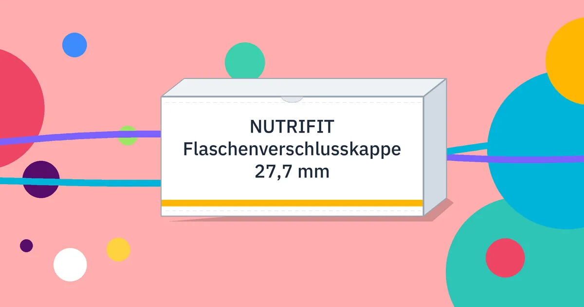 Symbolbild: Packung mit der Aufschrift NUTRIFIT Flaschenverschlusskappe 27,7 mm (PZN 17273156) – Verfügbarkeit und Bezug in Apotheken in Frankfurt am Main