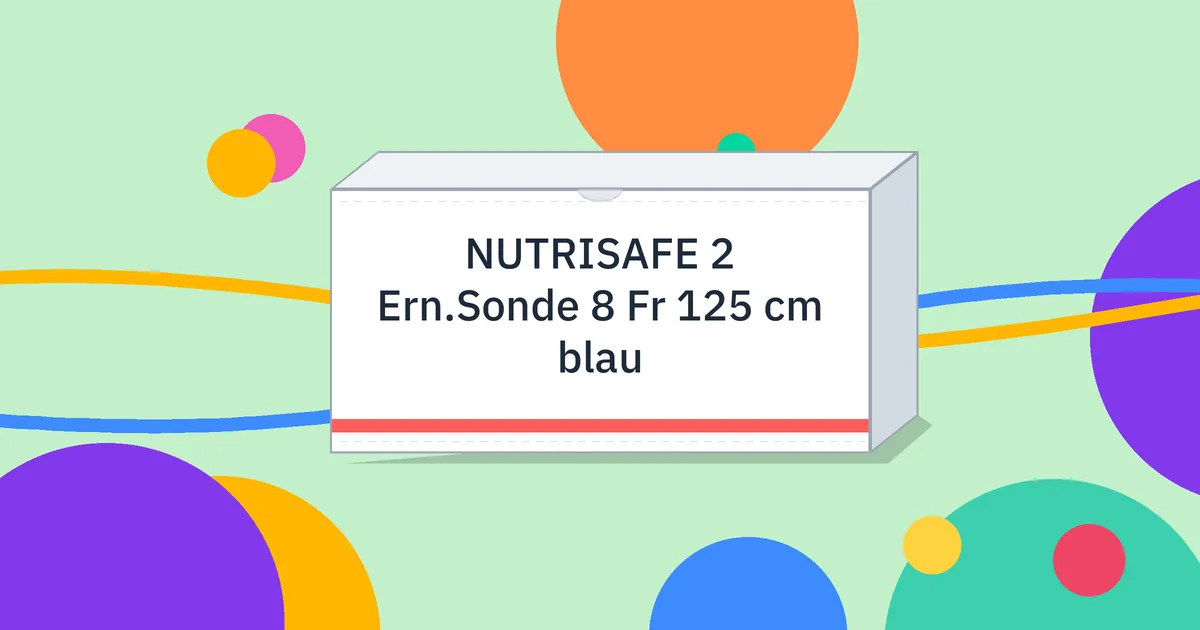 Symbolbild: Packung mit der Aufschrift NUTRISAFE 2 Ern.Sonde 8 Fr 125 cm blau (PZN 20066225) – Verfügbarkeit und Bezug in Apotheken in Frankfurt am Main