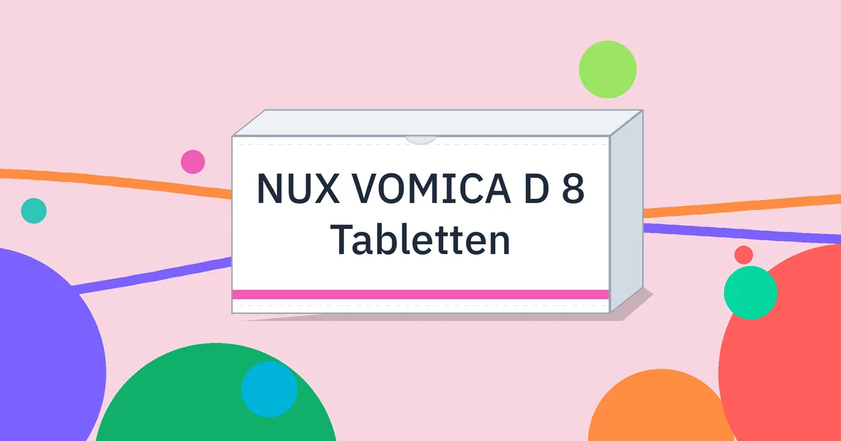Symbolbild: Packung mit der Aufschrift NUX VOMICA D 8 Tabletten (PZN 02928373) – Verfügbarkeit und Bezug in Apotheken in Frankfurt am Main