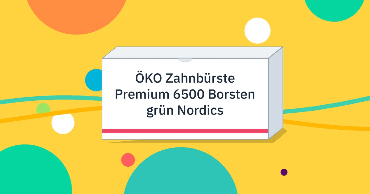 Symbolbild: Packung mit der Aufschrift ÖKO Zahnbürste Premium 6500 Borsten grün Nordics (PZN 19513311) – Verfügbarkeit und Bezug in Apotheken in Frankfurt am Main